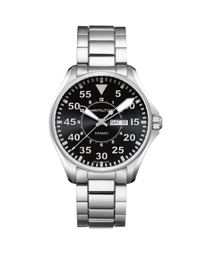 Khaki Aviation Pilot Pioneer Mechanical Chrono - Dial color:Black ...