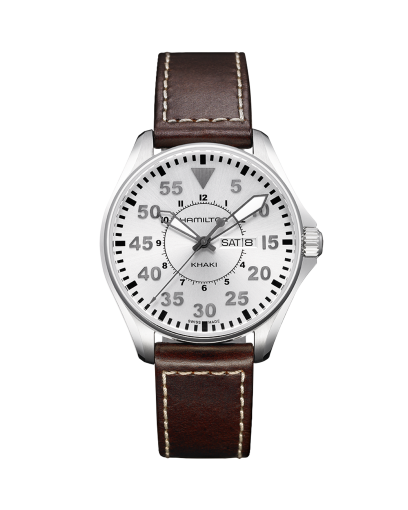 Khaki Aviation Pilot Day Date Quartz - Dial color:Black - H64611535 ...